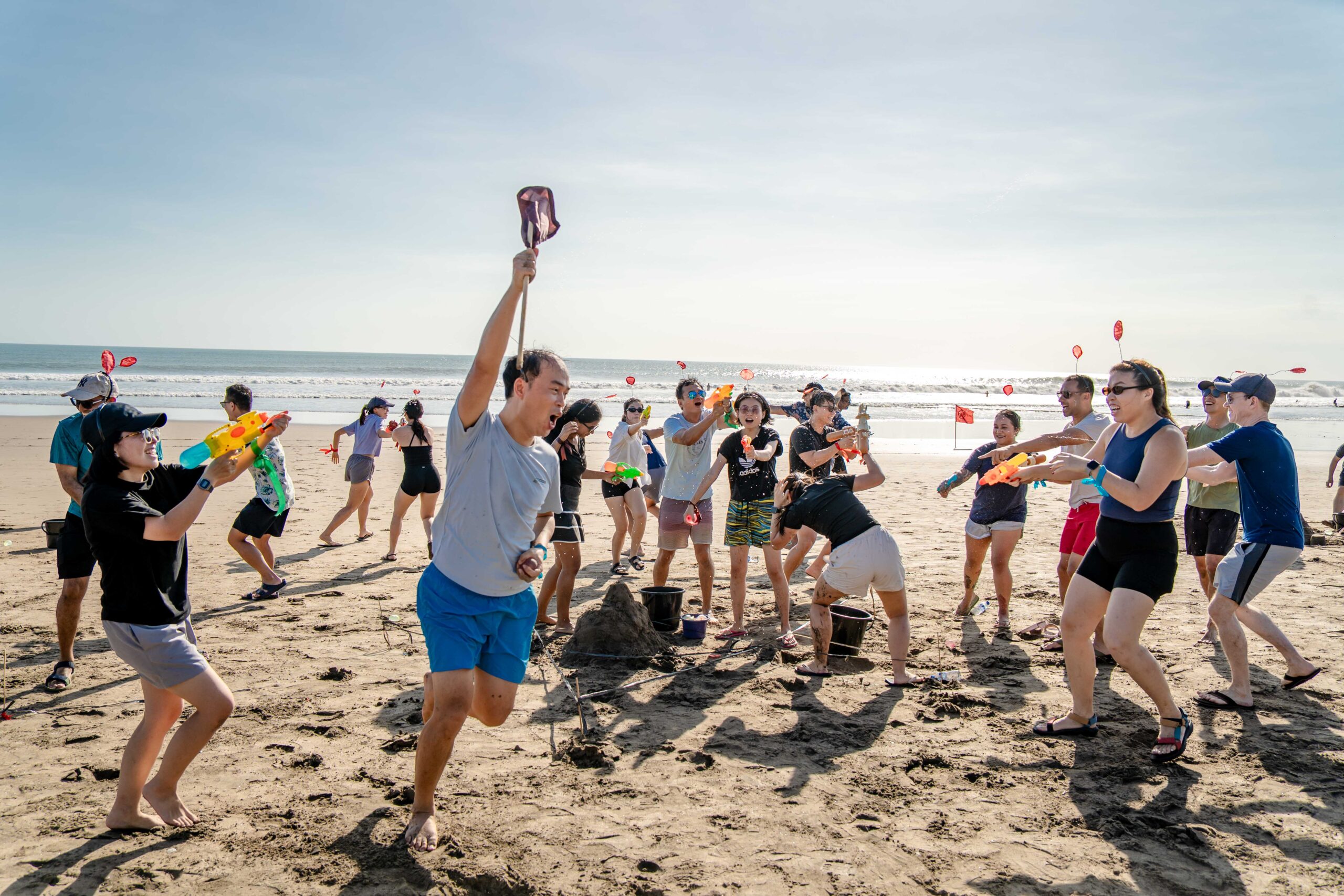 Team Building Water War with Gemini at Seminyak Beach 2025